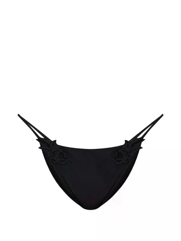 Cult Gaia Flower-embroidered Bikini Bottom - Black