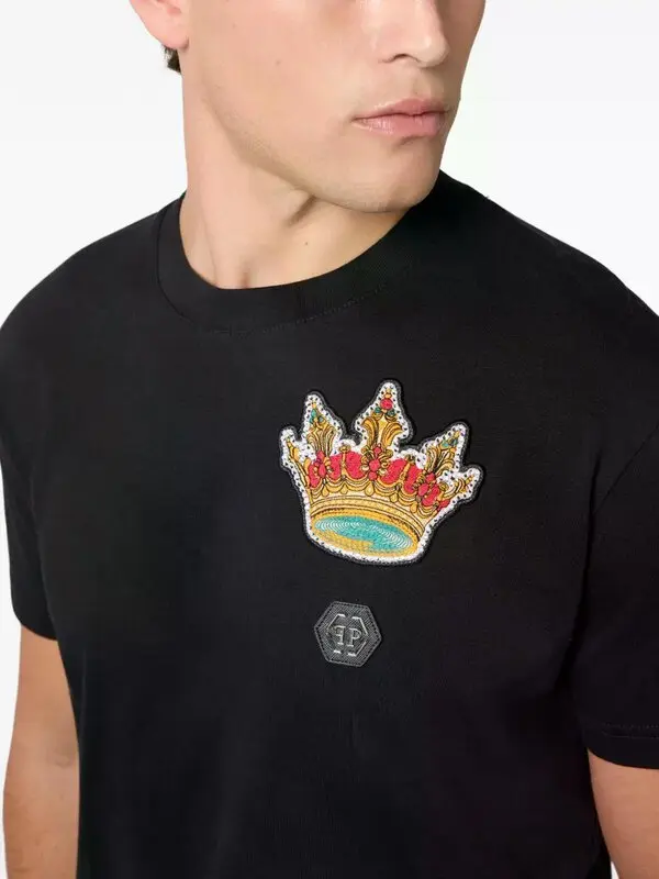Philipp Plein Embroidered Crown Crystal T-shirt