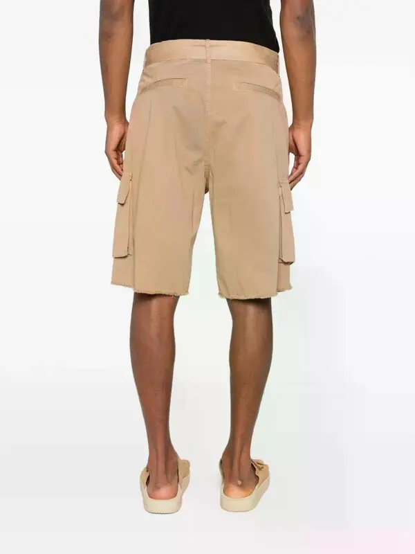 LANEUS Belted Cargo Shorts - Brown