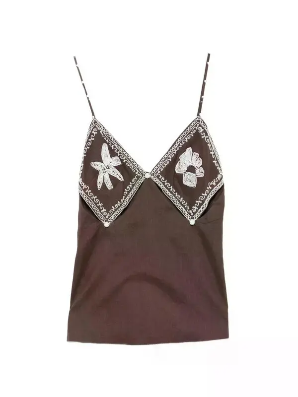 ALEMAIS Leandra Floral-embroidered Top - Brown