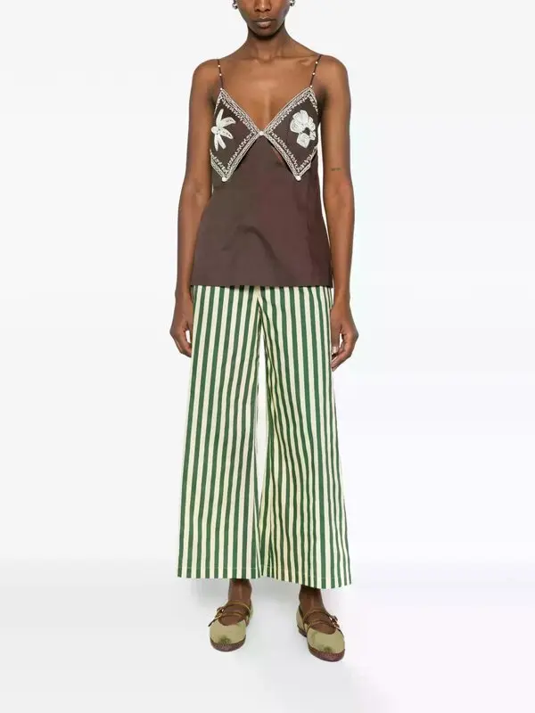 ALEMAIS Leandra Floral-embroidered Top - Brown