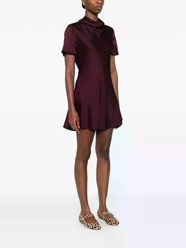 Staud Silk Mini Dress Cowl Neck