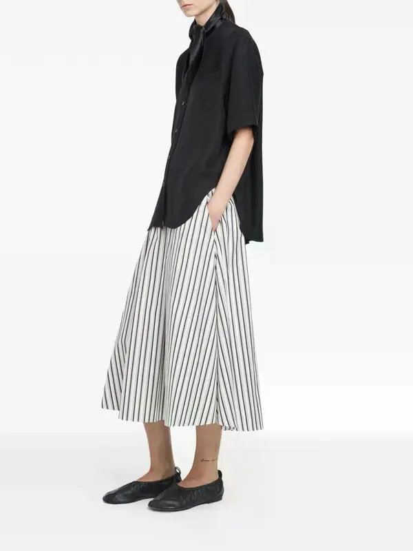 Maria Mcmanus Short-sleeve Button-up Shirt With Tie Neck
