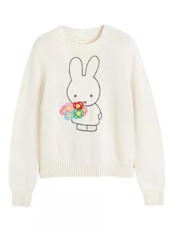 Chinti & Parker Miffy Embroidered Sweater - Neutrals