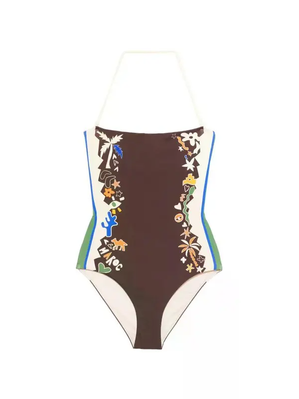 ALEMAIS Printed One-piece Swimsuit - Brown