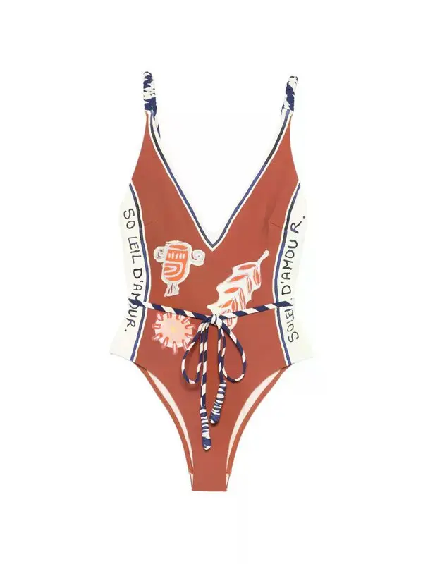 ALEMAIS Soleil D'amour Printed One Piece Swimsuit - Brown