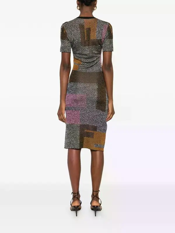 Fendi Geometric-print Midi Dress - Brown