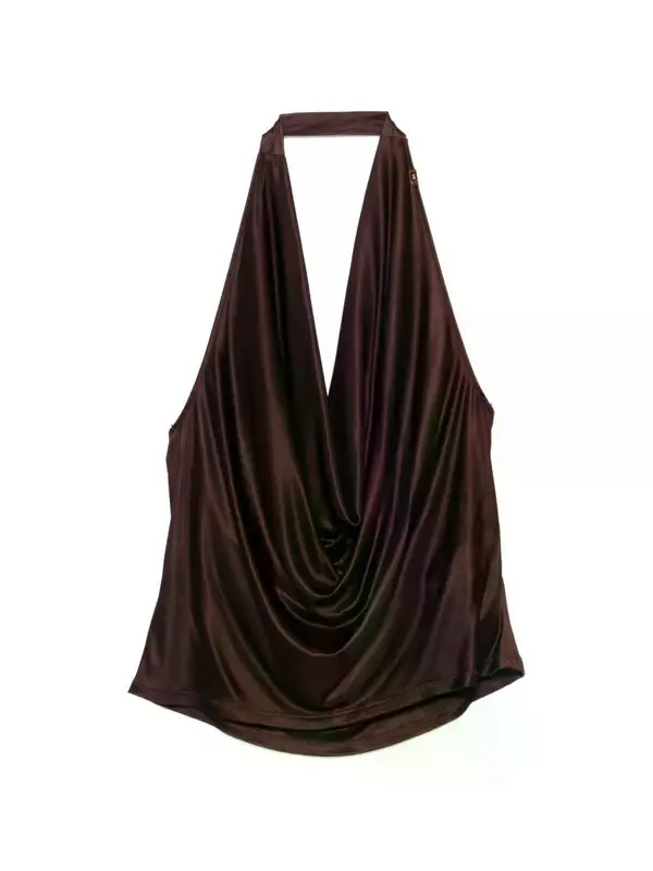 Elisabetta Franchi Halter Neck Draped Top In Shiny Viscose Jersey