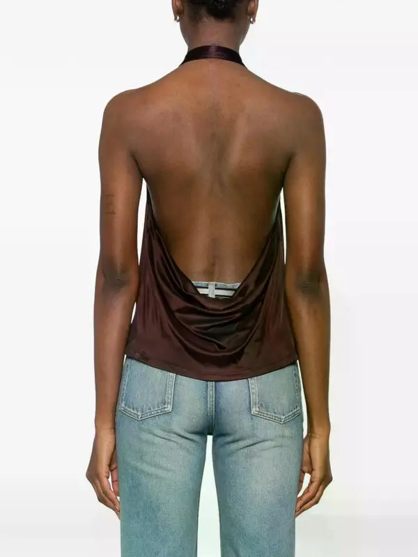 Elisabetta Franchi Halter Neck Draped Top In Shiny Viscose Jersey