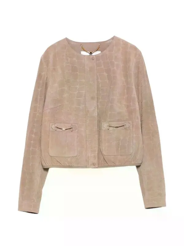 Elisabetta Franchi Suede Jacket With Alligator Print
