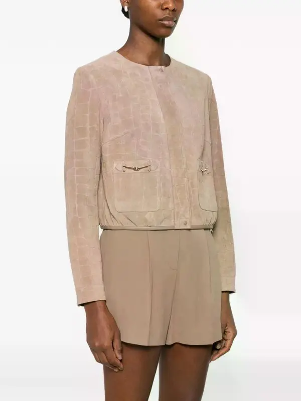 Elisabetta Franchi Suede Jacket With Alligator Print