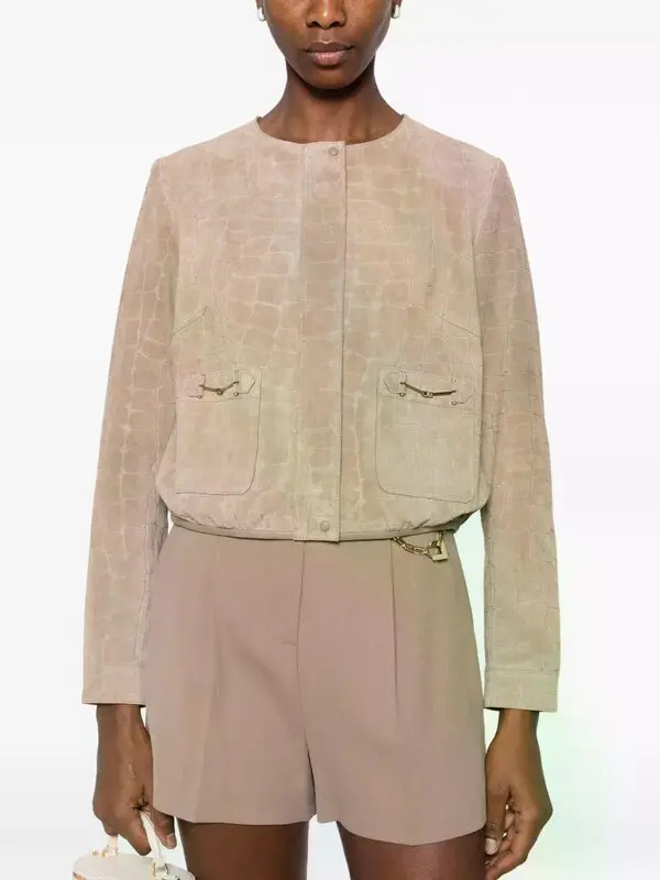 Elisabetta Franchi Suede Jacket With Alligator Print