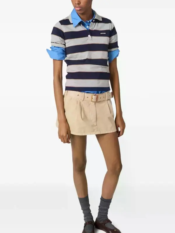 Miu Miu Gabardine Belted Miniskirt