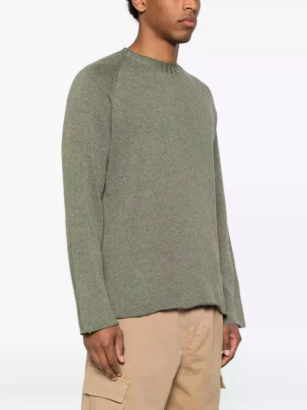 LANEUS Long-sleeve Crew-neck Sweater - Green