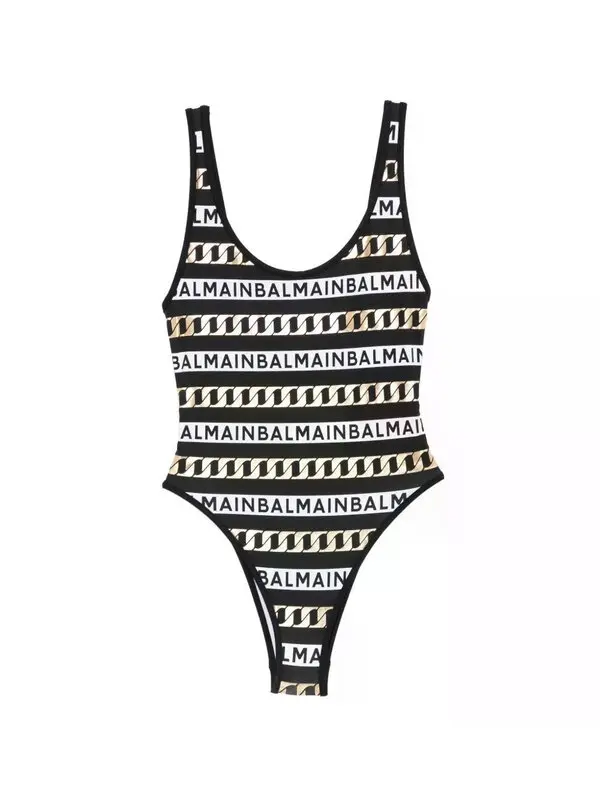 Balmain Logo-print Swimsuit - Black