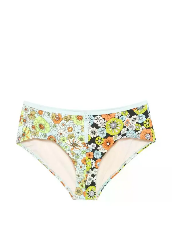 ALEMAIS Floral-print Zip-up Bikini Bottom - Blue