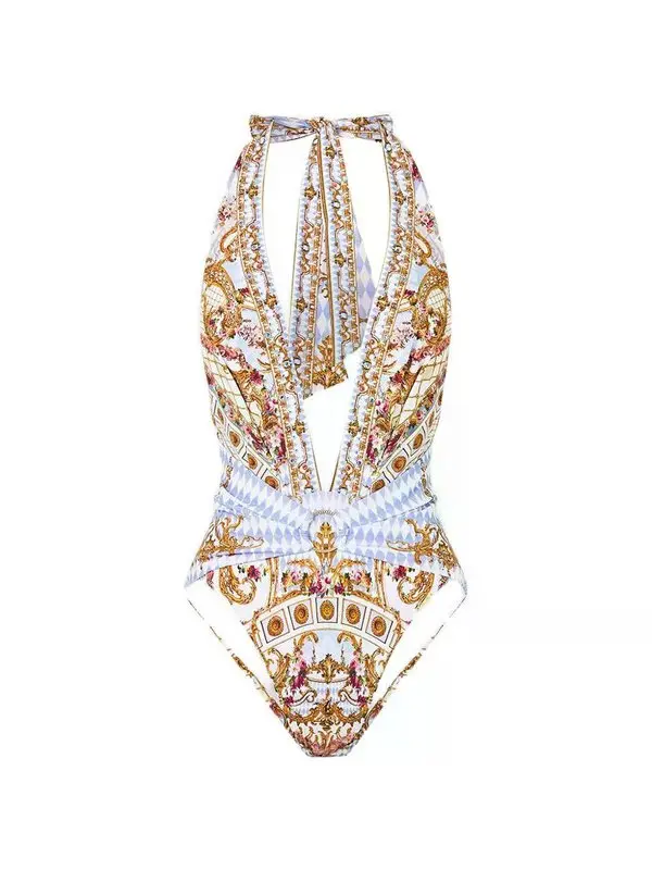 Camilla Barocco Pattern Swimsuit - White
