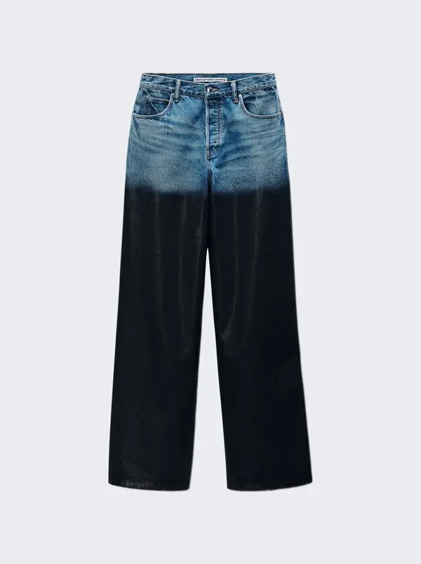 Alexander Wang Surge Coated Wide Leg Jeans - Blue