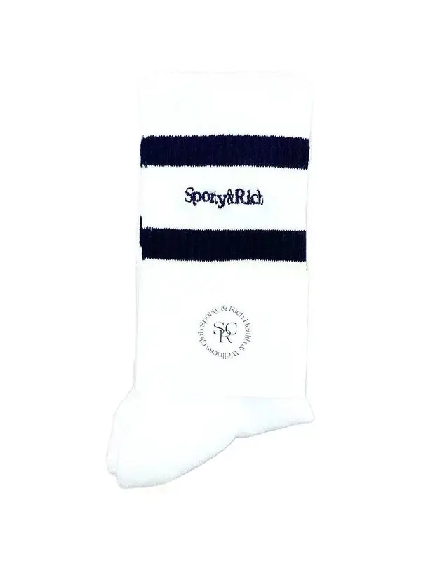 SPORTY & RICH Striped Crew Socks - White