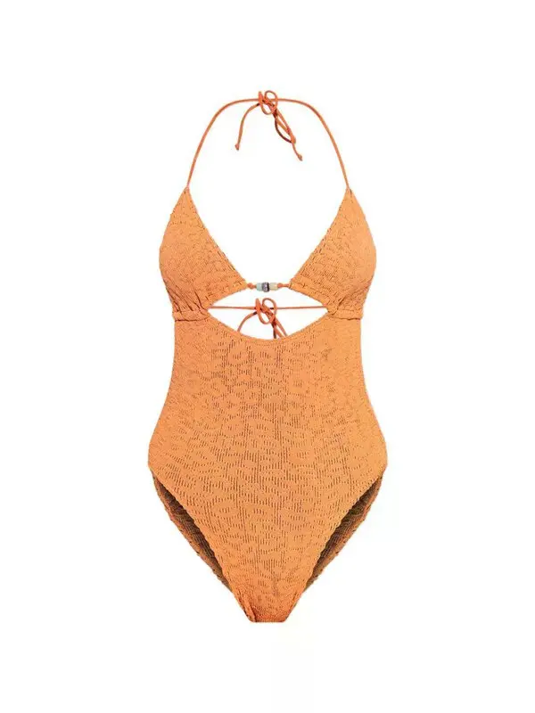 Bond Eye Textured Beaded Swimsuit - Orange