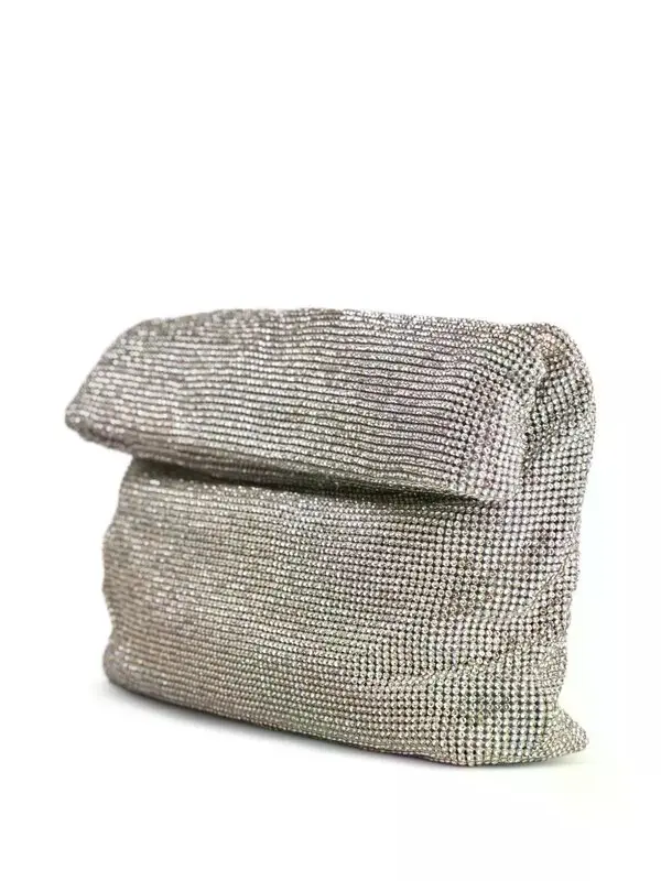 TWENTY FOURHAITCH Rhinestone Embellished Clutch - Silver