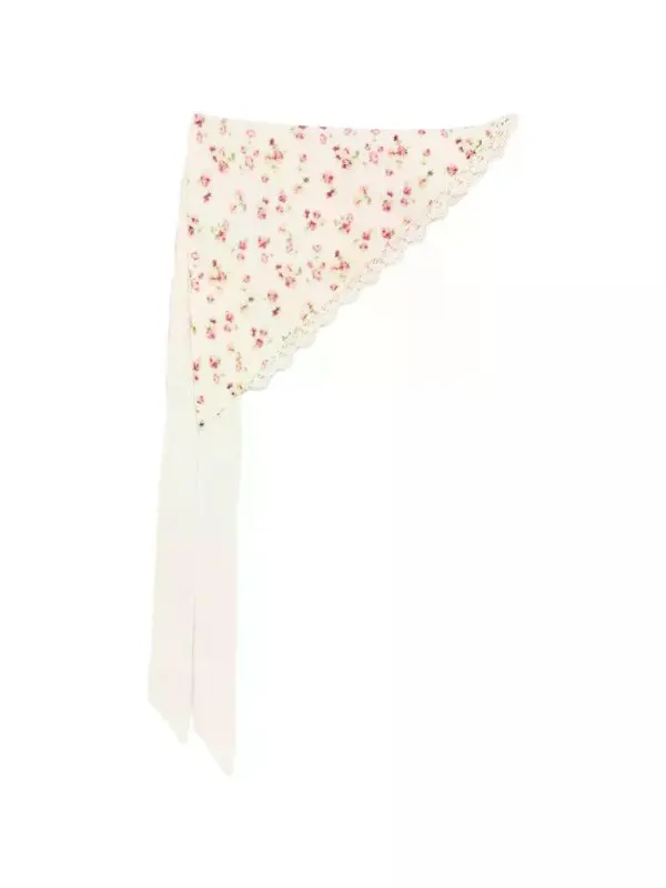 Magda Butrym Floral Lace-detail Scarf - Neutrals
