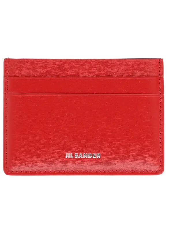 JIL SANDER Leather Card Holder - Red