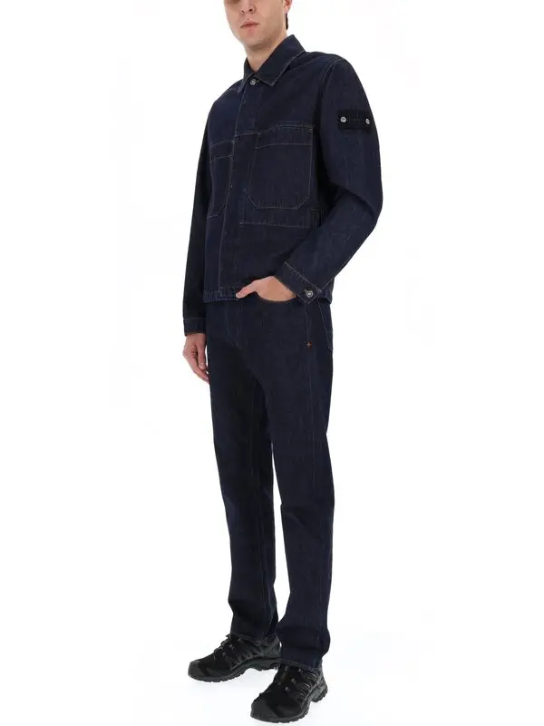 Stone Island Denim Jacket With Logo Patch