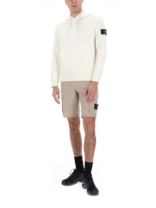 Stone Island Cargo Shorts With Logo Patch - Beige