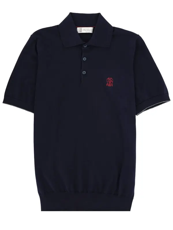 Brunello Cucinelli Polo Shirt With Logo - Blue
