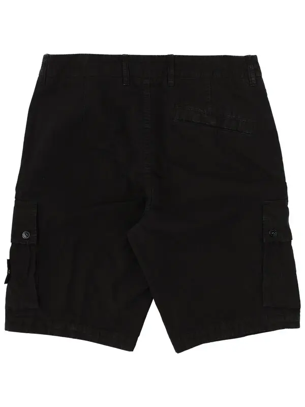 Stone Island Cargo Shorts With Logo Patch - Black