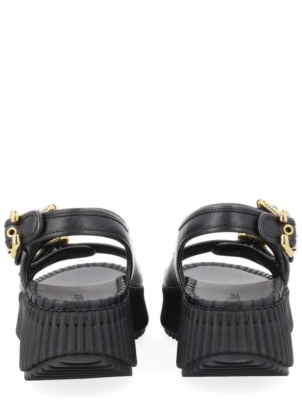 Chloé Nama Wedge Sandal - Black