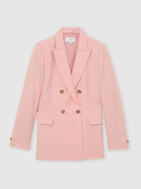 REISS Magda Double-breasted Peak-lapel Suit Jacket - Pink