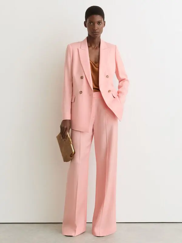 REISS Magda Double-breasted Peak-lapel Suit Jacket - Pink