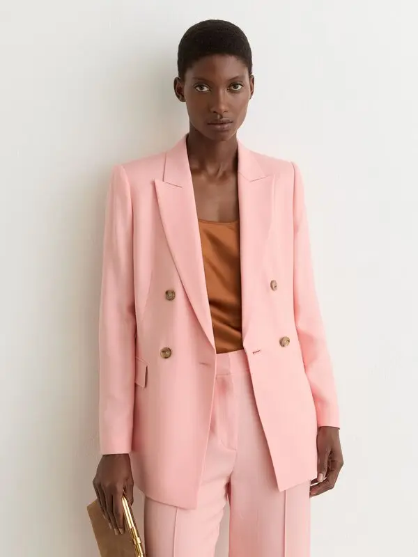 REISS Magda Double-breasted Peak-lapel Suit Jacket - Pink