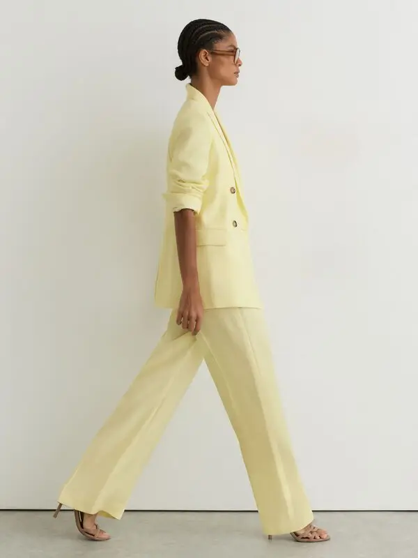 REISS Magda Double-breasted Peak-lapel Suit Jacket - Yellow