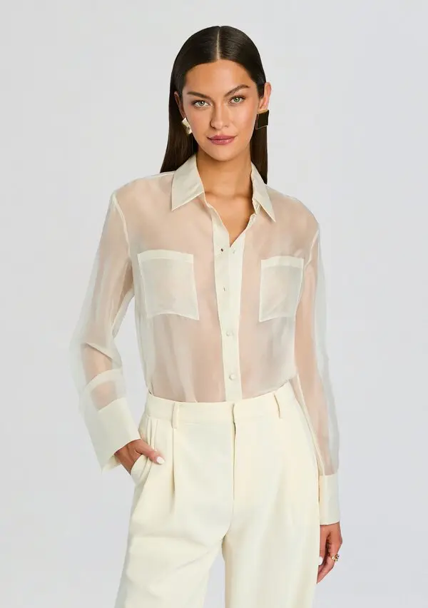 SEROYA Estella Silk Shirt - Eggshell