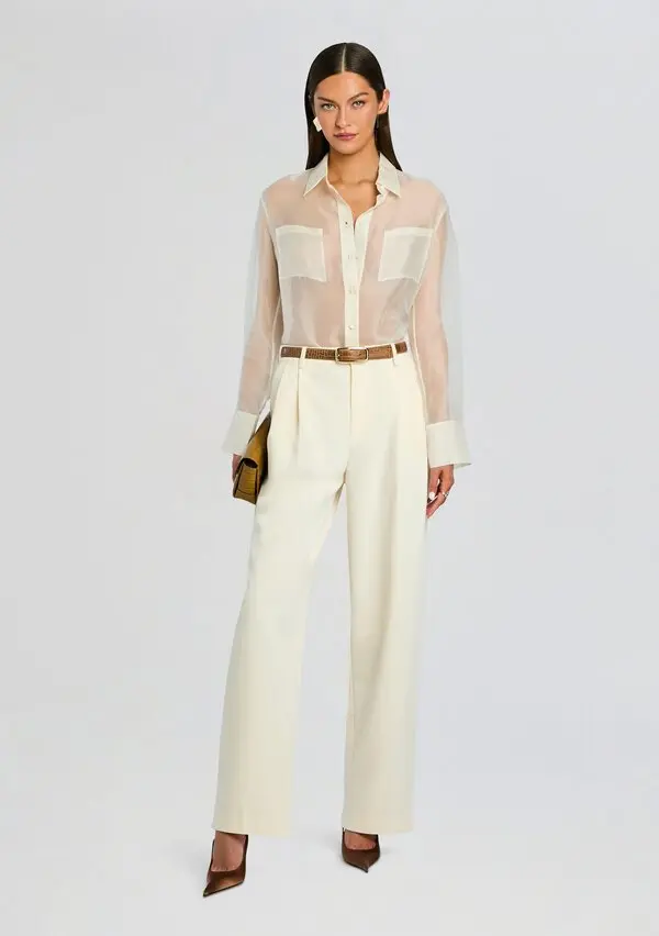 SEROYA Estella Silk Shirt - Eggshell