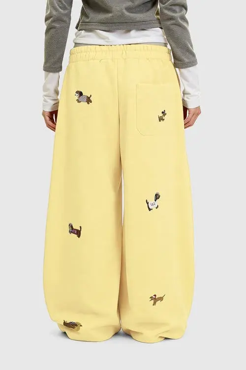 AELFRIC EDEN Embroidered Barrel Sweatpants - Yellow