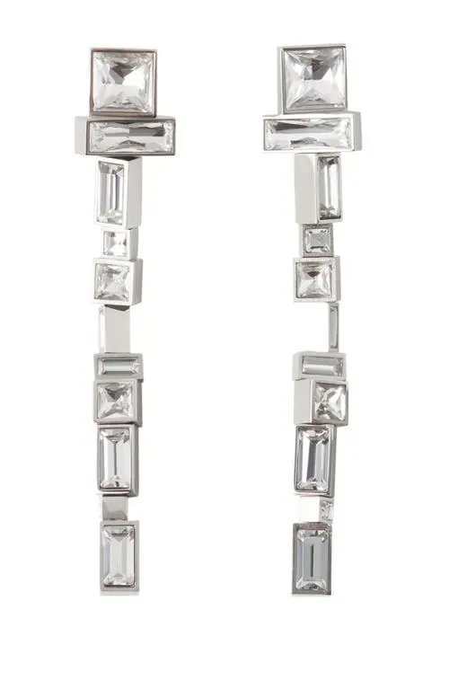 LANVIN Rythmique Long Crystal Earrings - Silver