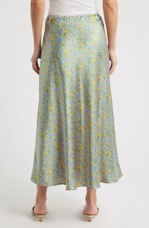 CITY BLUES Bias Cut Printed Maxi Skirt - Ocean/dijon
