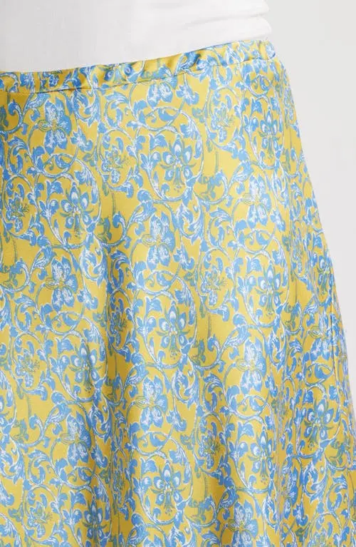 CITY BLUES Bias Cut Printed Maxi Skirt - Ocean/dijon