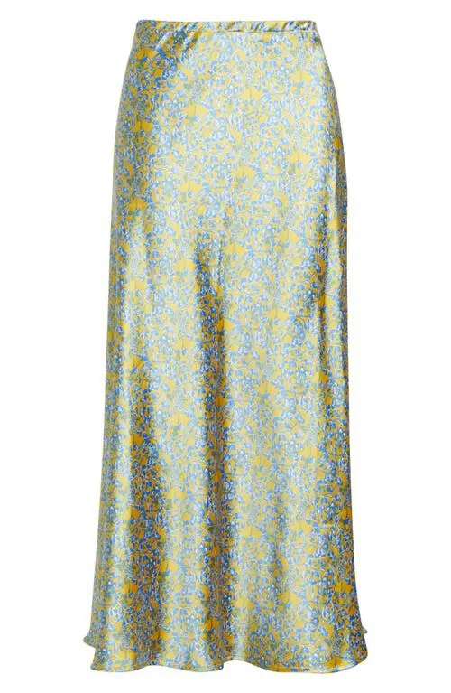 CITY BLUES Bias Cut Printed Maxi Skirt - Ocean/dijon