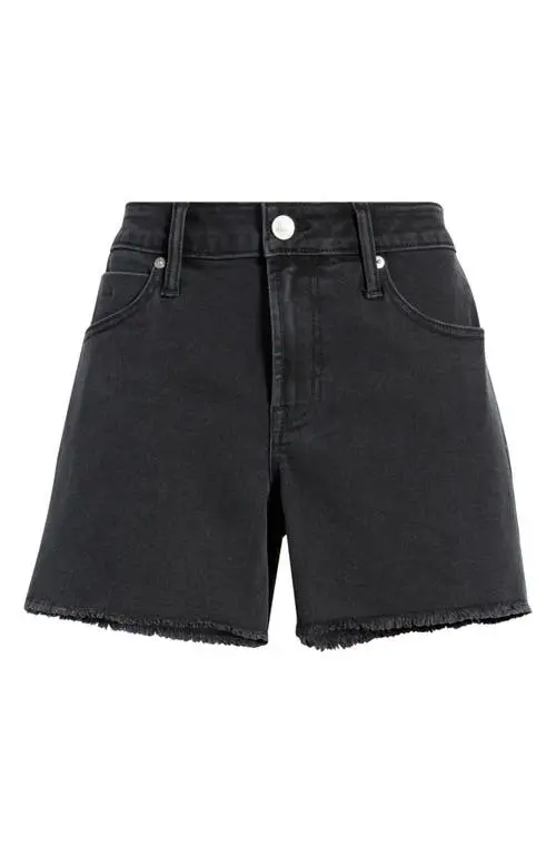 CITY BLUES High-rise Frayed Denim Shorts - Black
