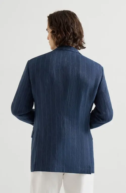 Brunello Cucinelli Chalk Stripe Chevron Blazer
