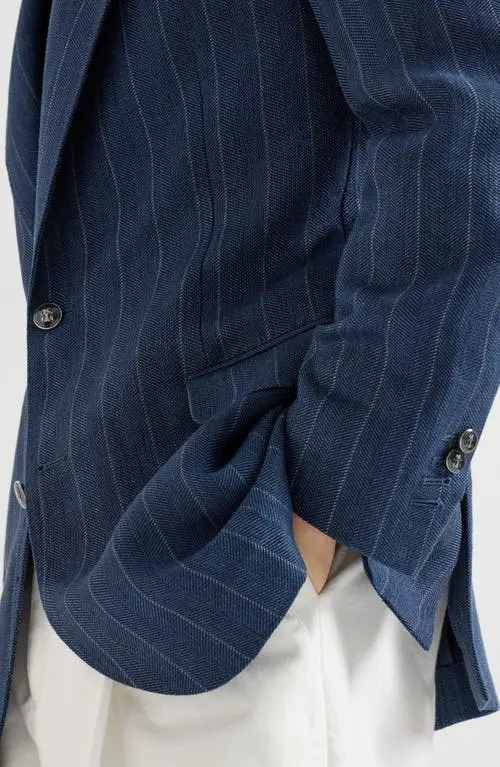 Brunello Cucinelli Chalk Stripe Chevron Blazer