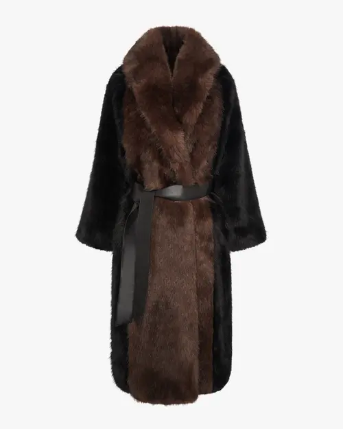 WeWoreWhat Faux Fur Belted Coat