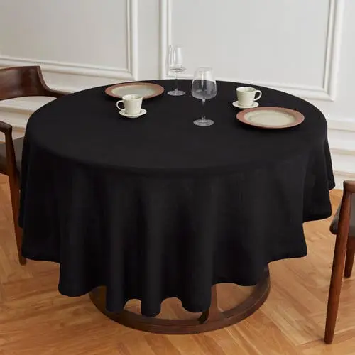SOLINO HOME Linen Round Tableclothsonoma - Black