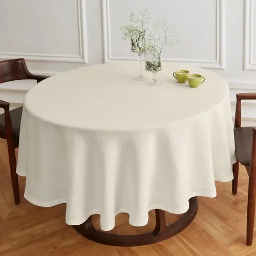 SOLINO HOME Linen Round Tableclothsonoma - Ivory