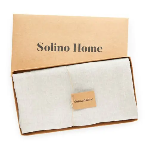 Solino Home Linen Round Tablecloth For Dining Table - Light Flax